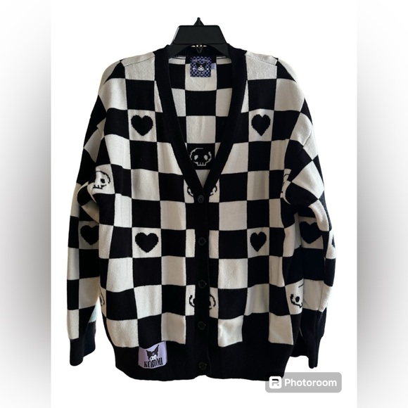 Kuromi | Sweaters | Unifree And Kuromi Checkered Cardigan Size Small ...